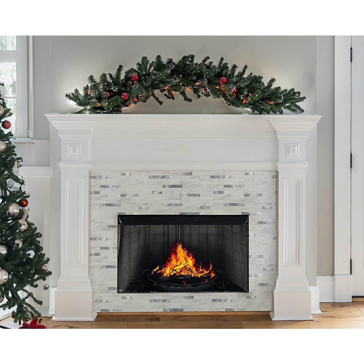 StyloVue 20 Sheets Peel and Stick Backsplash for Kitchen, White Marble with Metal Silver Look Stick on Tile Upgrade Your Kitchen Backsplash, RV, Fireplace