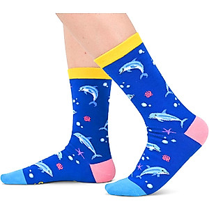 Zmart Funny Dolphin Socks for Women Girls, Dolphin Gifts Ocean Gifts, Dolphin Socks Ocean Socks Animal Socks