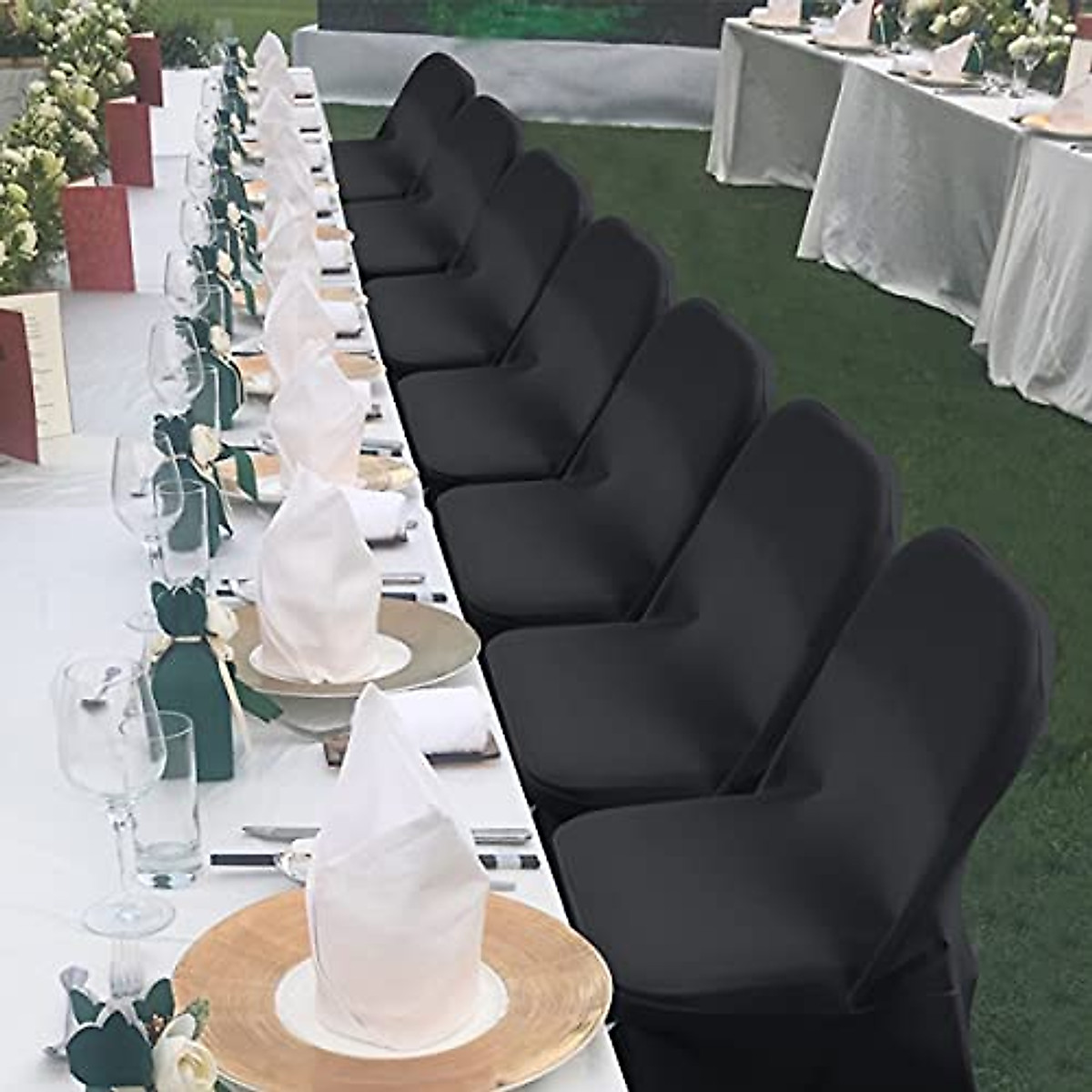 Babenest Spandex Folding Chair Covers - 25 PCS Upgraded Universal Stretch Washable Fitted Chair Slipcovers Protector for Wedding, Holidays, Banquet, Party, Celebration (Black)