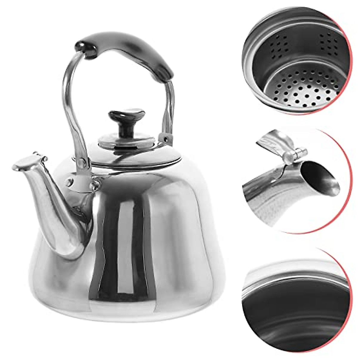 STOBAZA Whistling Tea kettle for Stove Top, Whistling Stovetop Teapot with Infuser, Gooseneck Pour Over Coffee Kettle, Food Grade Stainless Steel Teakettle Tea Pot, Water Boiler, 3L