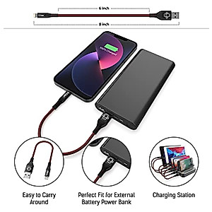 TT&C Short iPhone Cable 6 inch Charger Sync and Charging Data Cord for iPhone 14/14 Pro/ 14 Pro Max/ 13/13 Pro / 12/11/ Xs/Xs Max/Xr/X/ 8 Plus/iPad (Red)