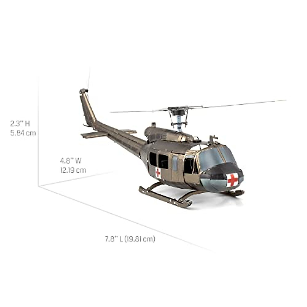 Fascinations Metal Earth UH-1 Huey Helicopter Color 3D Metal Model Kit Bundle with Tweezers