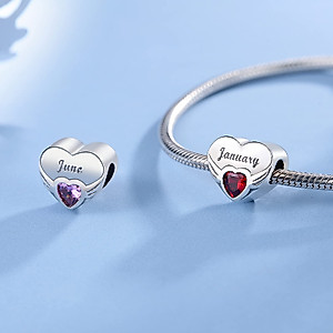 Birthstone Charm fit Pandora Charms Bracelets Angel Wing Bead Charms for Bracelets and Necklaces Birthday Gifts