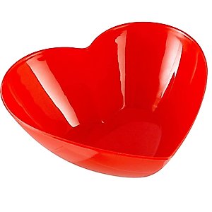 CTMRJ Red Heart Shaped Plastic Bowl for Salad Fruits Dessert Candy Treats Snacks Holder Household Rotating Pot Serving Dish, Multi-Purpose Deep Tableware Bowls for Home Kitchen Cooking Gift