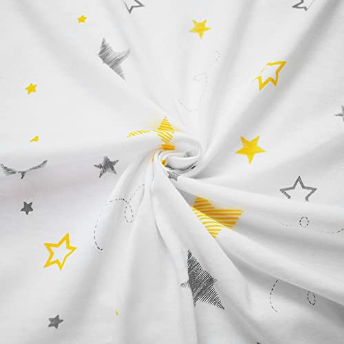 American Baby Company 2 Pack Printed 100% Cotton Knit Fitted Contoured Changing Table Pad Cover - Compatible with Mika Micky Bassinet, Golden Yellow Stars/Super Stars, for Boys and Girls