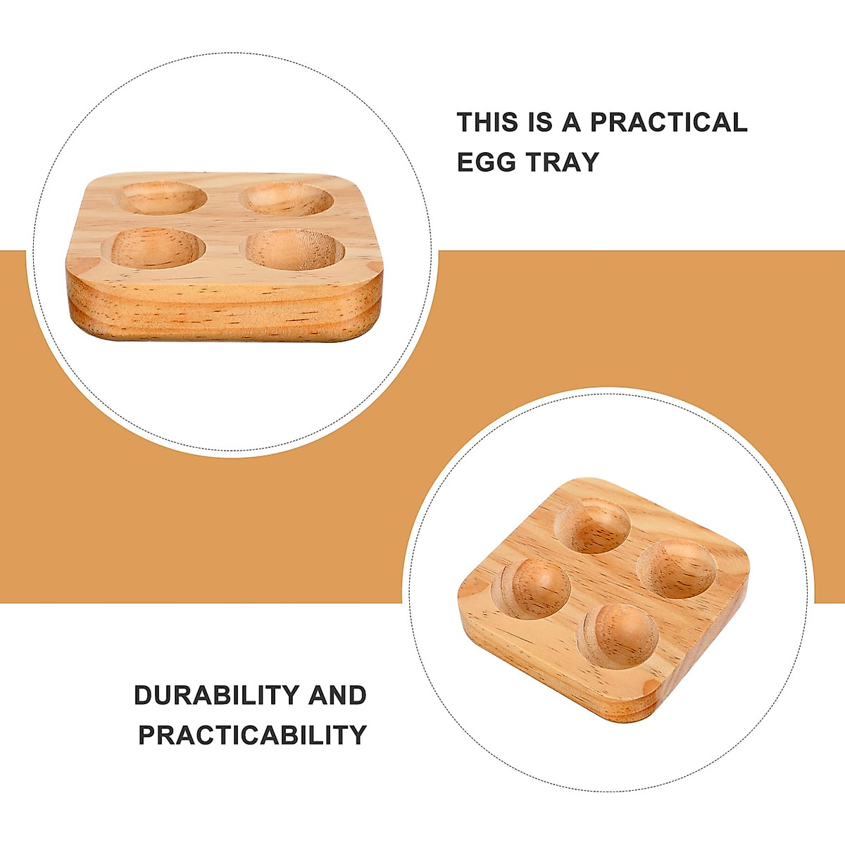 jojofuny 2 Pack 8 Grid Egg Tray, Wooden Egg Holder, 6 Holes Egg Plate Wood Egg Tray Organizer Rack Eggs Plates Egg Storage for Fresh Egg