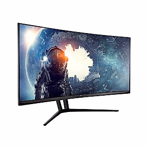 Monoprice 35 Inch Zero-G Curved Ultrawide Gaming Monitor V2-1800R, 21:9, 3440x1440p, UWQHD, 120Hz, AMD FreeSync, 4ms, HDMI, DisplayPort, VA,Black