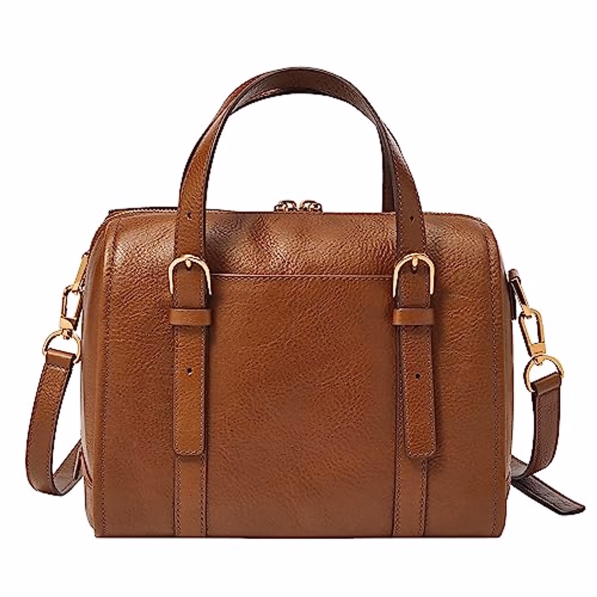 Fossil Women's Carlie Leather Satchel Purse Handbag, Brown (Model: ZB1772200)