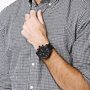 Fossil Men's Nate Quartz Stainless Steel and Leather Chronograph Watch, Color: Black (Model: JR1354)