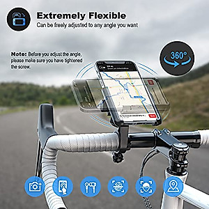 visnfa Upgraded Bike Phone Mount 360° Rotatable Universal Bicycle Motorcycle Scooter Bike Accessories Handlebar Phone Clip/Bike Phone Holder for Any Smartphones Between 3.5 and 7.0 inches