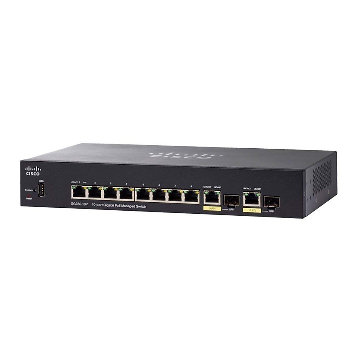 Cisco Systems SG350-10P-K9-NA SG350-10P 10-Port Gigabit PoE Managed Switch (Renewed)