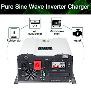 DIANXIAOMI UL1741 10KW 48V Solar Hybrid Inverter, Output 120/240V Split Phase Pure Sine Wave, Low Frequency Inverter, DC 48V AC Input 240V AC, 2x60A MPPT Solar Charger Controller-10000W