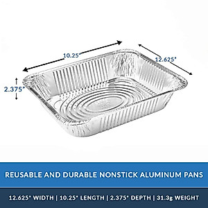 Nicole Home Collection Aluminum Pans With Lids Half Size 9x13 Extra Heavy Duty, Disposable Foil Pans For Baking (25 Sets)