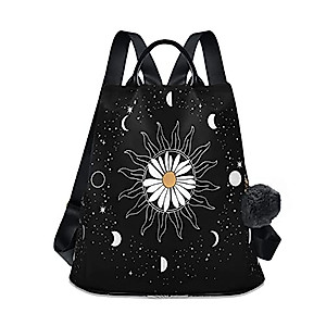 ALAZA Daisy Flower Sun Moon Women Backpack Anti Theft Back Pack Shoulder Fashion Bag Purse