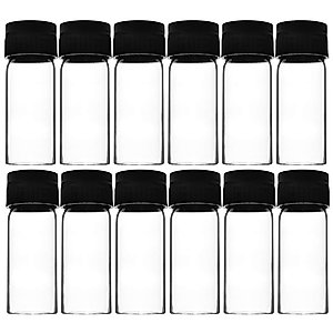 EISCO 12PK Test Tubes, 5ml - Bakelite Screw Cap - Borosilicate 3.3 Glass - 2.25" x 1" - Flat Bottom