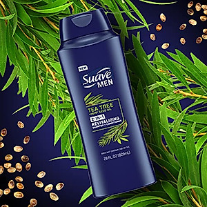 Suave Men 2 in 1 Refreshing Shampoo and Conditioner Tea Tree Hemp Seed To Revitalize and Refresh Hair 28 oz