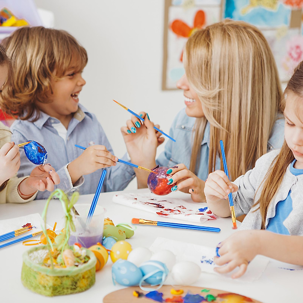 Painting Brush Palette Set, with 6 Packs of 60 Brushes and 6 Palettes ,Nylon Brush Head, Suitable for Oil Watercolor, etc., Perfect Art Painting Set.