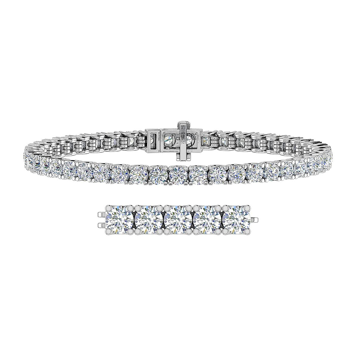 FINEROCK 6 3/4 Carat Diamond Tennis Bracelet in 14K White Gold (6.5 Inch)