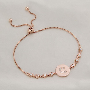WUSUANED Rose Gold Initial Bracelet Letter Bracelet Adjustable Chain Bracelet Personalized Jewelry For Women (rose gold-C)