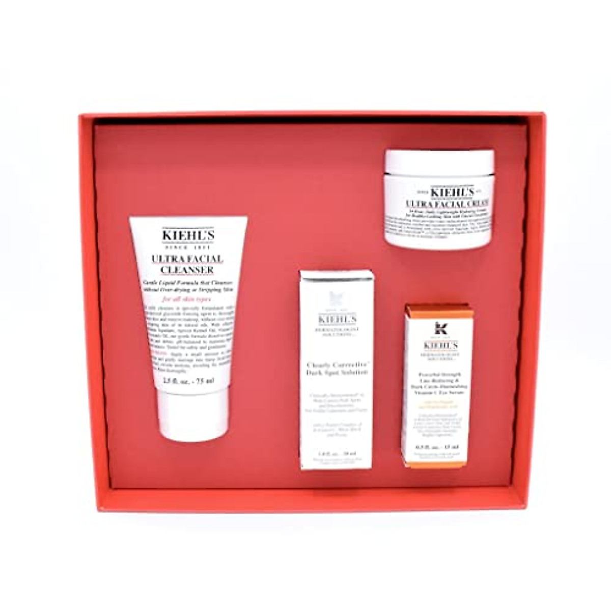Kiehl's Brighten Up & Glow 4 Piece Set: Ultra Facial Cleaner, Dark Spot Solution, Ultra Facial Cream, Line Reducing Eye Serum