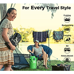 Dezitrek LARGE All in One Hand Wash Bag and Plunger Set - Off Grid Washing Machine Non Electric for Camping Travel | Eco Friendly Portable Manual Clothes Washer Laundry Bag for RV's, Apartments