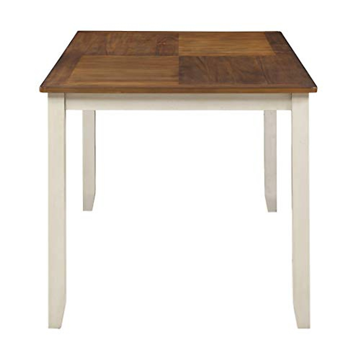 OSP Home Furnishings West Lake Dining Table Set, 7-Piece, Antique Tobacco Finish Top and Cream Base with Linen Fabric