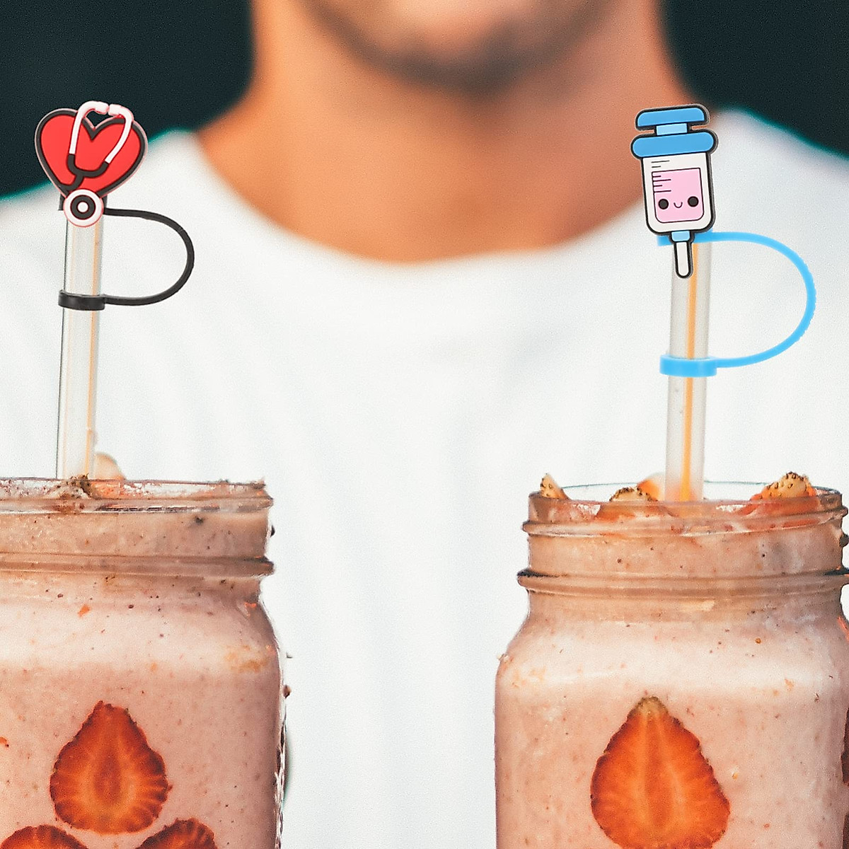 Healifty Straw Covers Cap, 6Pcs Reusable Drinking Straw Covers for 6-8 mm Straws, Anti-dust, Silicone Straw Plug, Straw Toppers for Tumblers