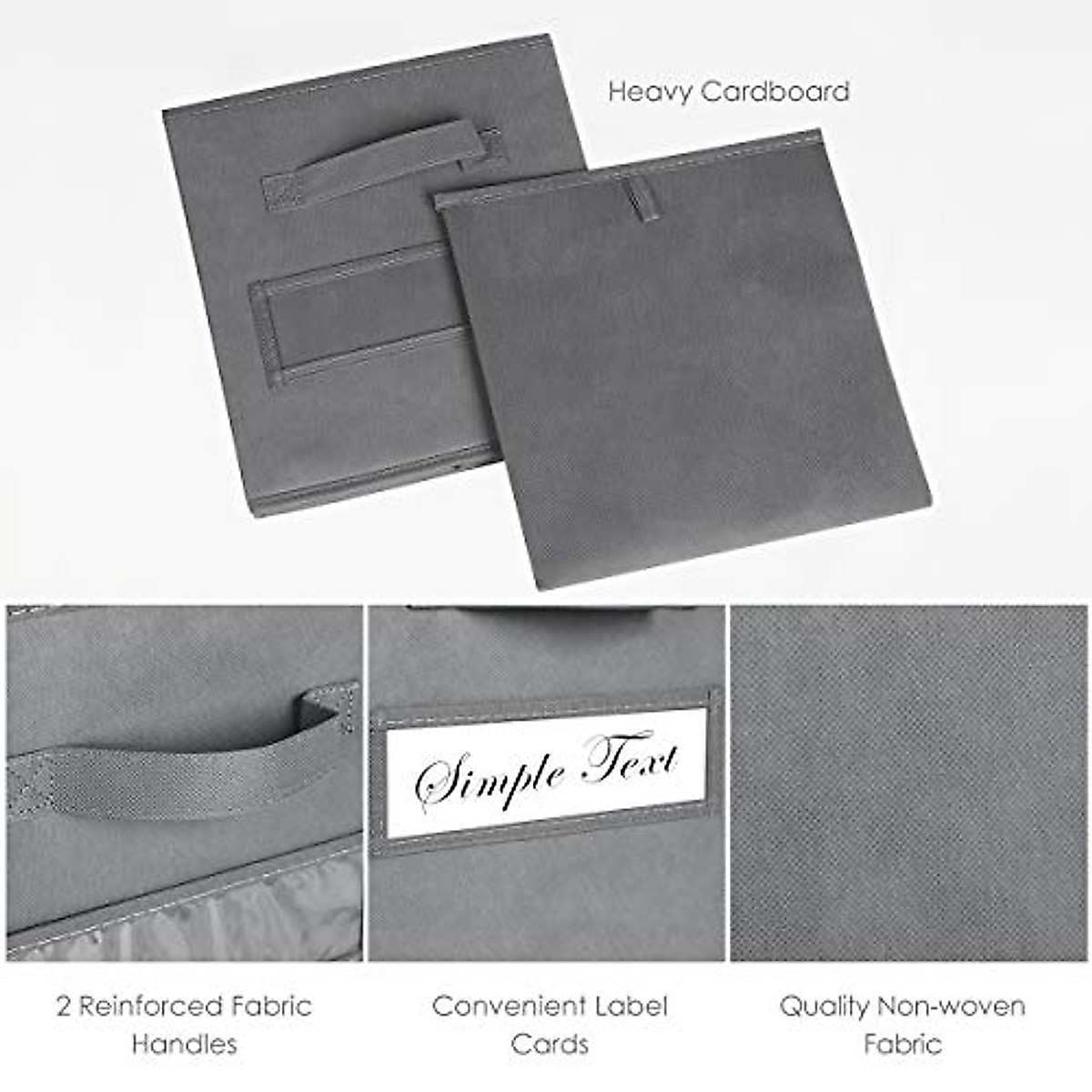 TomCare Storage Cubes Foldable Fabric Cube Storage Bins with Dual Metal Handles Cloth Storage Bins Cubes Baskets Containers for Home Shelves Closet Organizers Cubbies Cube Storage, 6 Pack, Grey