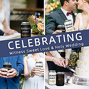 Wedding Can Cooler Sets, Personalized Wedding Gifts for Couples, Husband and Wife, Bottles and Cans Collapsible Sleeve, Neoprene Insulator Can Sleeves for Wedding, Honeymoon, Bridal Showers(2 Pack)