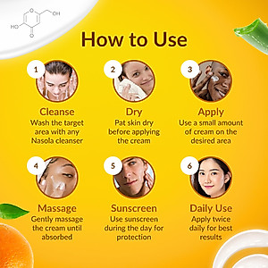 Nasola Kojic Acid Cream for Skin Clarifying, Complexion Revitalization, Radiance Boosting, Face & Body, Women & Men, Underarm & Armpit