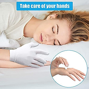 White Gloves, 7 Pairs Thicken Cotton Gloves, Moisturizing Gloves Overnight, One Size Fit White Gloves Women and Men, Washable Cotton Gloves Eczema Gloves, White Cotton Gloves for Dry Hands