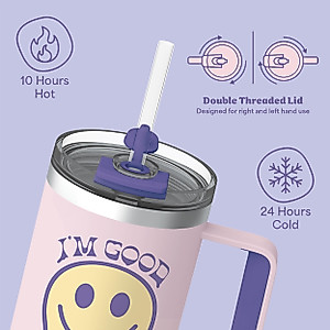 Ottle Deep Sea Diver 40 oz Insulated Tumbler with Handle and Straw Lid - Leak Proof, Cupholder Friendly Travel Mug - Stainless Steel Double Wall Water Bottle for Hot and Cold Drinks - I'm Good