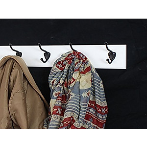White Coat Rack with Oil Rubbed Bronze Hat & Coat Style Hooks (20" x 3.5" with 4 hooks)