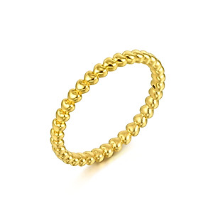 CHOW SANG SANG Let's Play 999 24K Solid Gold Stackable Heart-shaped beads Ring for Women 92295R (Our Size 17 / US 7.75)