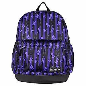 INTIMO Wednesday TV Show Series Tossed Symbol Character Backpack Dual Compartment