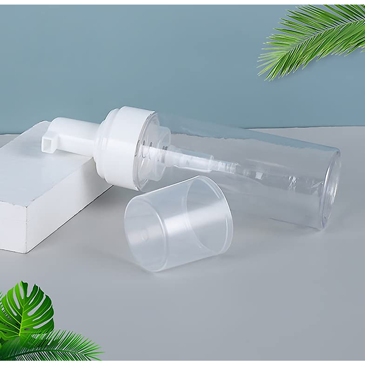 ericotry 2PCS Empty Plastic Foam Pump BottlesFoaming Soap Dispenser for Hand Soap Facial Cleanser Shampoo Shower Gel (Clear,150ml/5oz)