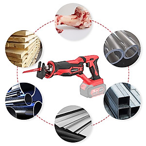 POPULO Cordless Reciprocating Saw, 4.0Ah 20V MAX Battery Power Saw, Electric Reciprocating Saws for Wood, Trees, Metal, or PVC Pipe Cutting, Cordless Saw with Battery, Fast Charger, and Bag