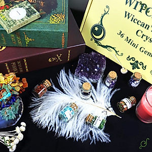 AMill 36 Bottles Nature Crystal Chips, Small Crystals for Witchcraft & Healing, Mini Gemstones Set for Wiccan Rituals and Spell Jars, 36 Bottles Crystals & Healing Stones for Altar Rituals.