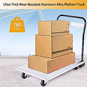 LKFDFIA Platform Truck Cart, Foldable Push Cart 780 Lbs Aluminum Dolly Cart Large Size Heavy Duty Moving Cart for Home,Groceries,Garage,Factories(36.5" L X 24" W)