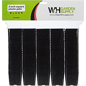 WH Garden Supply Pack of 2 Inch Plastic Flower Pots for Seedlings, or Succulents (100 Pots, Black)
