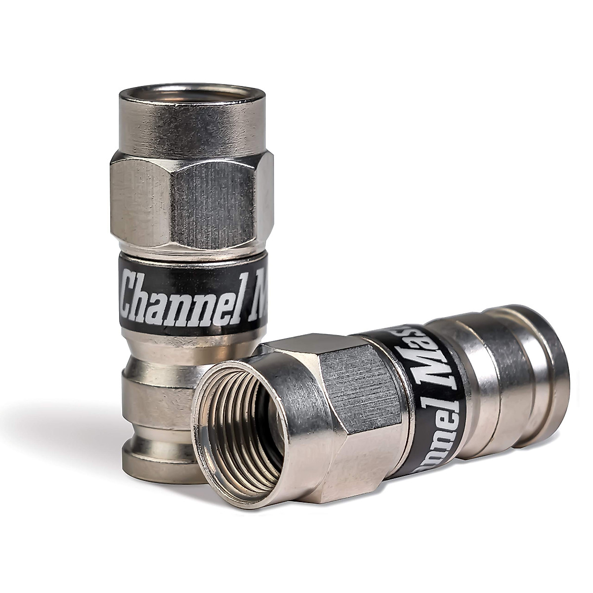 Channel Master Coaxial Compression F-Connectors - Supports Standard, Dual, Tri & Quad Shield Cables, Weatherproof, Dual O-Rings for Moisture Protection, Ideal for Digital HDTV Antenna (10 Pack)