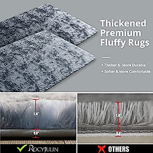 ROCYJULIN Small Area Rug 3x5 for Bedroom, Thickened Throw Rugs for Living Room, Ultra Soft Non-Slip Shag Fuzzy Carpets for Boys, Girls, Grey