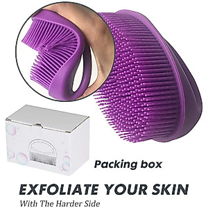 Silicone Body Scrubber, Soft Silicone Body Shower Loofah for Body Exfoliation and Massage. Body Scrubbers for Use in Shower Suitable for All Skin. (Purple)