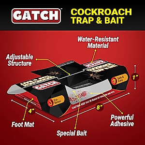 GATCH Roach Traps Indoor (12 Pack), Sticky Baited Cockroach Traps, Roach Killer Indoor Infestation, Adhesvie Glue Traps for Roaches, Insects, Home Bug Ant Spider Cricket, Child & Pet Friendly