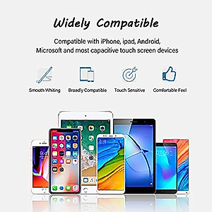 Stylus Pens for Touch Screens, Abiarst Stylus Pens High Precision Capacitive Stylus for iPad iPhone Tablets Samsung Galaxy All Universal Touch Screen Devices (4-Pack Black/Blue/Silver/Rose Pink)