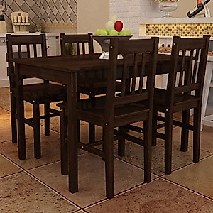 Festnight 5 Piece Dining Set Wooden Table with 4 Chairs Solid Pine Wood Kitchen Dining Room Set Breakfast Home Furniture