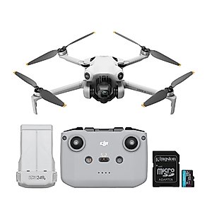 DJI Mini 4 Pro Quadcopter Drone with 128GB Card- Lightweight and Foldable Mini Camera Drone with 4K HDR Video, True Vertical Shooting, Obstacle Sensing and Intelligent Features (2 Items)