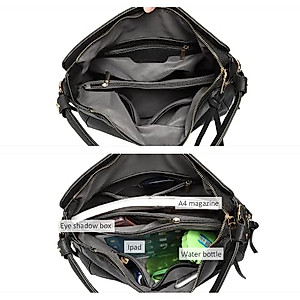 Hobo Purses Handbags for Woman Crossbody Large Bag for Ladies Shoulder Vegan Fashion Leather Tote (Style2-Black)