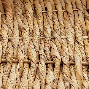 Deco 79 Dried Plant Handmade Woven Tray, Set of 2 18", 20"W, Brown