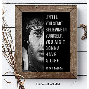 Rocky Poster -8x10 Motivational Wall Art - Inspirational Quotes Decor - Positive Uplifting Gift - Men, Teens, Boys, Sports, Boxing Fan, Entrepreneur - Dorm, Home Office, Bedroom, Living Room